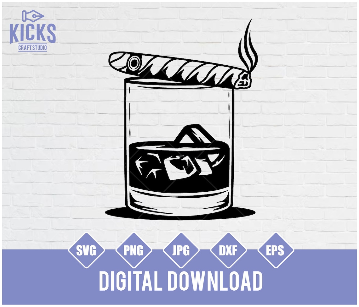 Cigar and Whiskey Svg, Tobacco Svg, Cigar Smoking Svg, Cigarette Svg ...