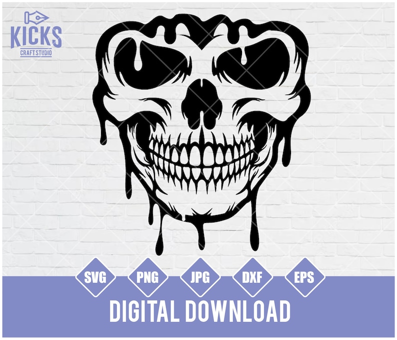 Dripping Skull Svg, Skeleton SVG, Human Skull Svg, Gothic Skull Svg ...