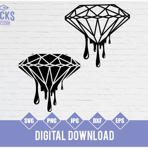 Dripping Diamond Svg - Etsy