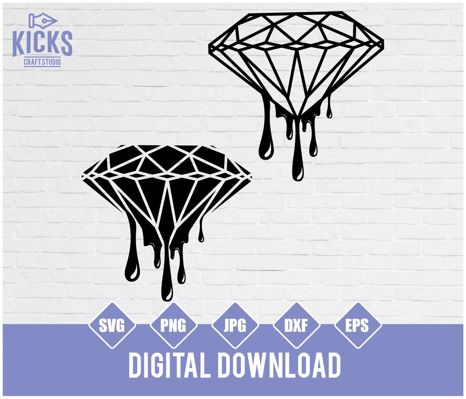 Dripping Diamond SVG, Crystal SVG, Gemstone Decal T-shirt Sticker Graphics, Cutting File ...
