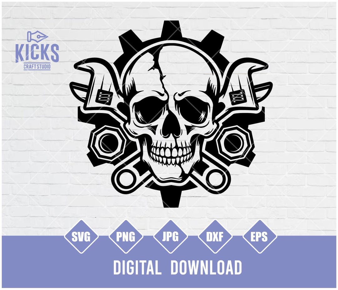 Skull Mechanic Svg, Wrenches Svg, Mechanic Svg, Mechanic Skull Svg ...