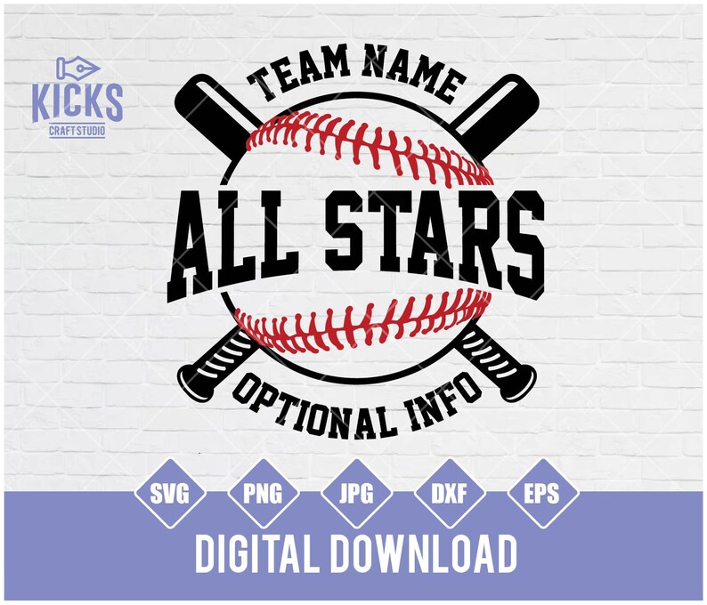 All Stars Svg, Softball Svg, Baseball Svg, Template, Emblem, Softball ...