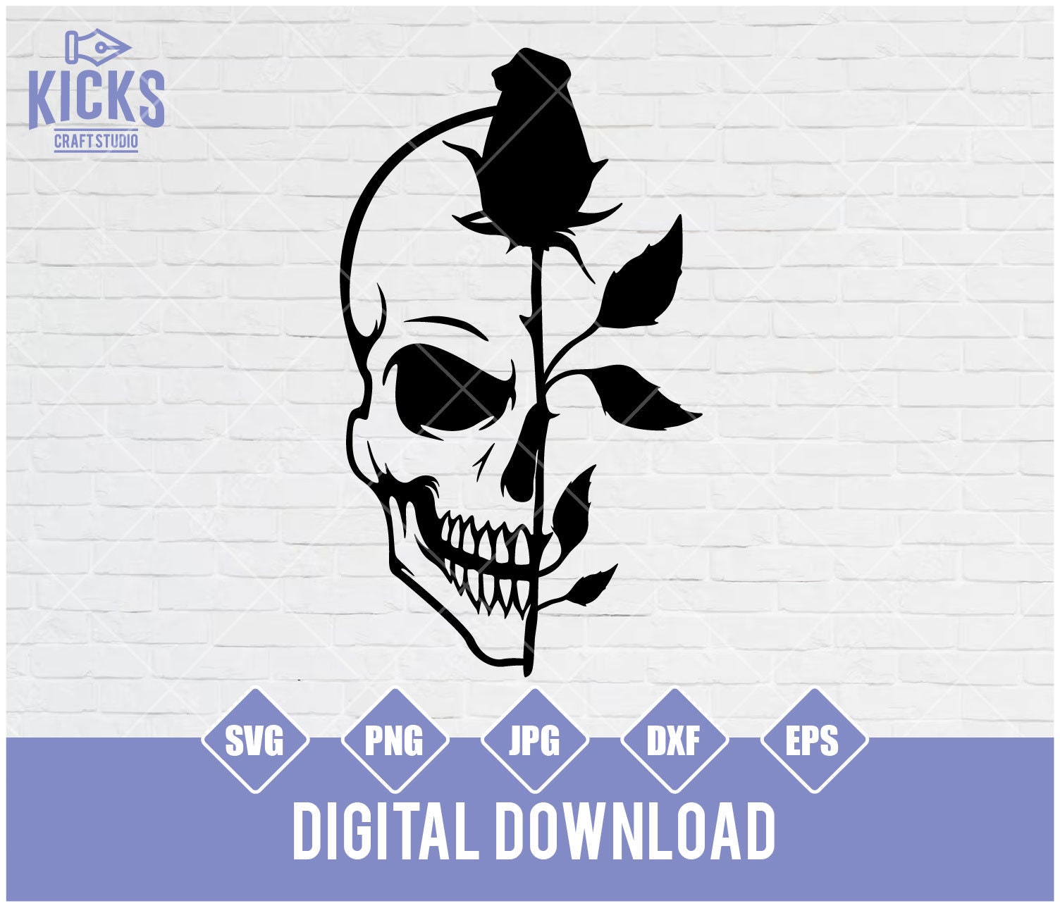 Rose Skull SVG: Floral Skeleton Cut Files (digital Download) - Etsy