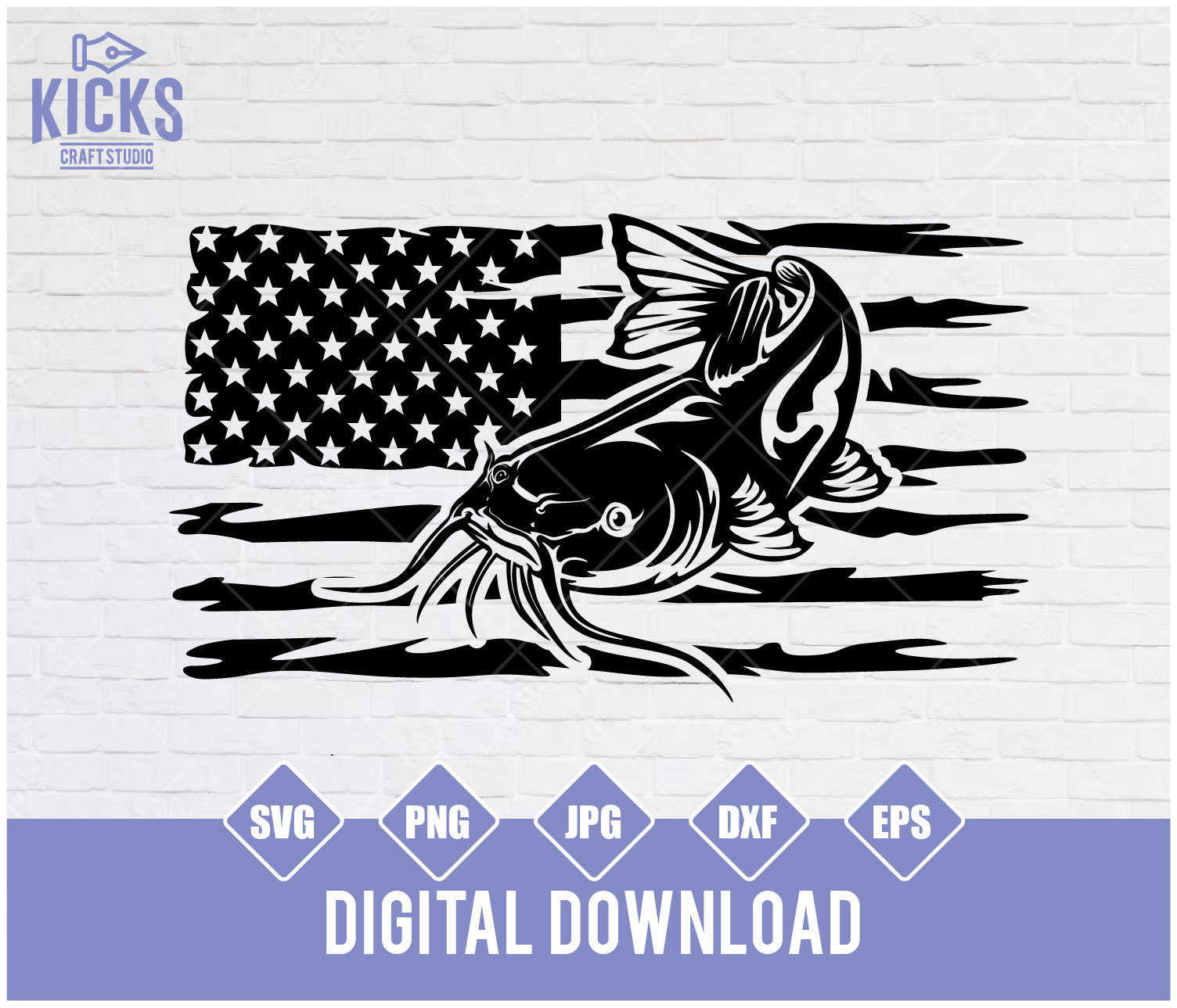 USA Flag Catfish Svg Files, US Fishing Shirt, US Catfish Svg, Fishing ...