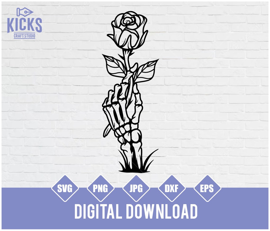 Skeleton Hand Roses Svg, Hands Death Svg, Skeleton Holding Rose Svg ...