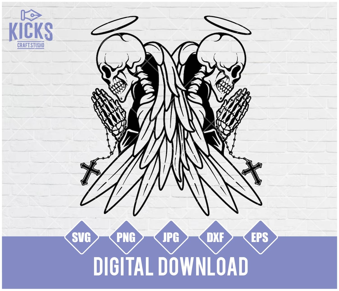 Skeleton Angel SVG, Heaven SVG, Skull SVG, Graveyard Death Soul Ghost ...