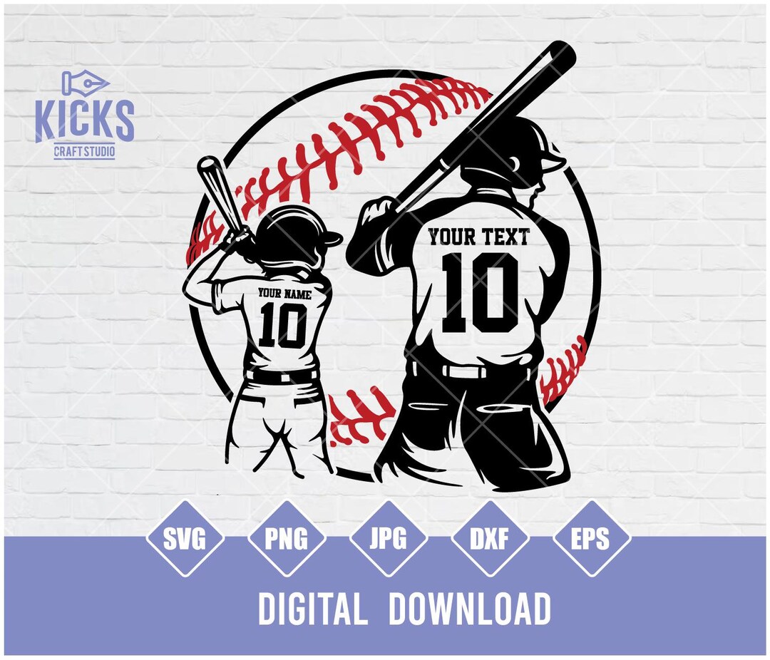 Personalized Baseball Father Son SVG: Team Clipart Cut File (digital ...