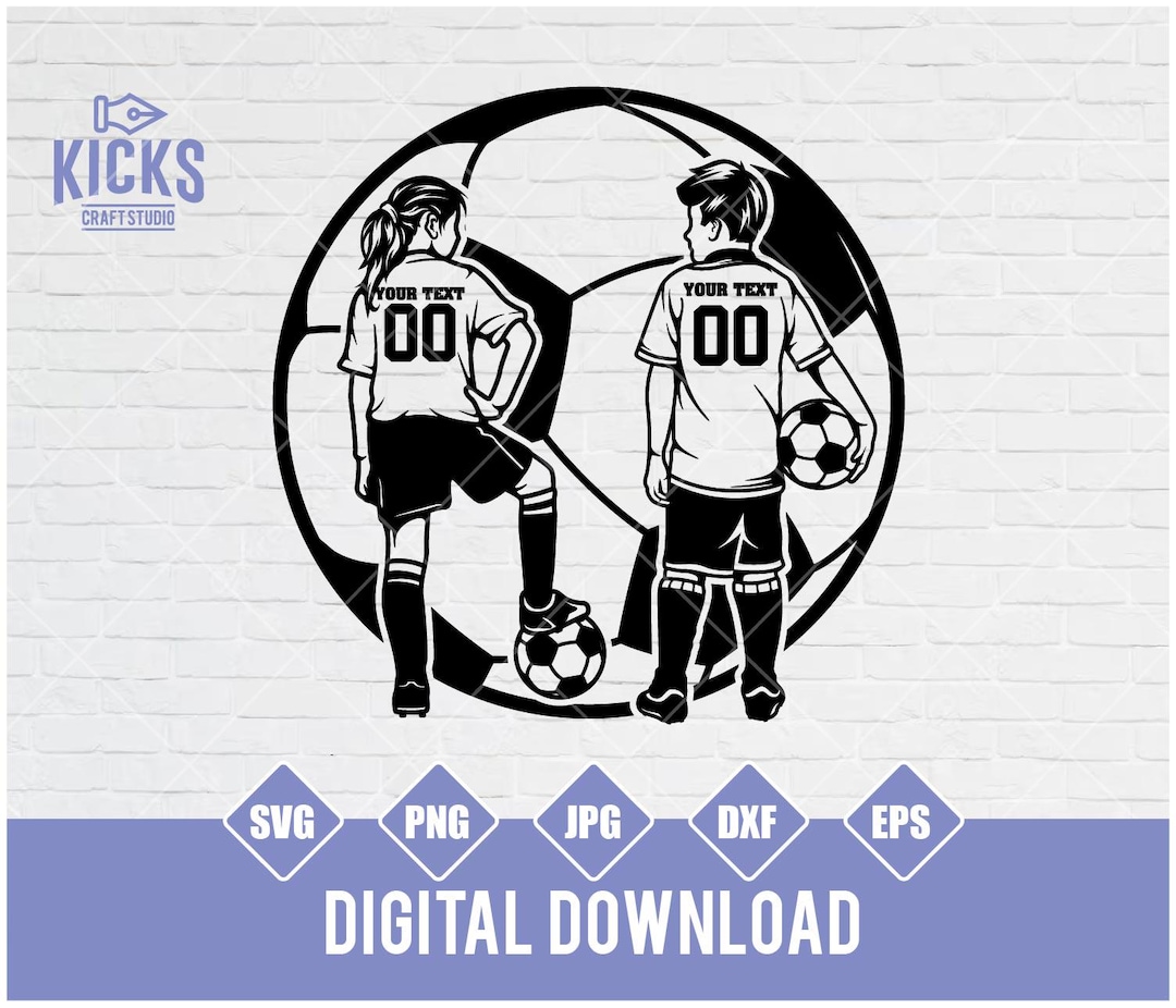 Personalized Soccer Kids SVG: Girl & Boy Player Design (digital ...