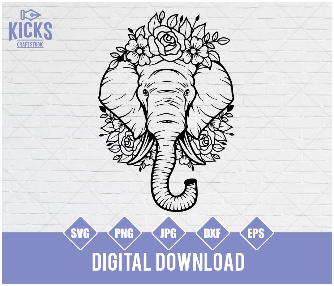 Floral Elephant Svg, Flower Elephant Svg, Elephant Svg, Elephant Clip ...