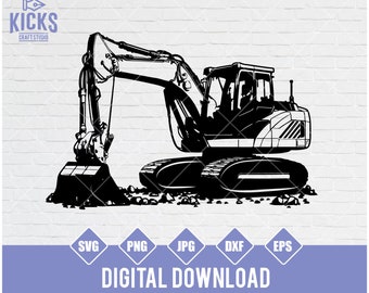 Excavator SVG Clipart: Construction Vehicle Cut File (digital Download ...
