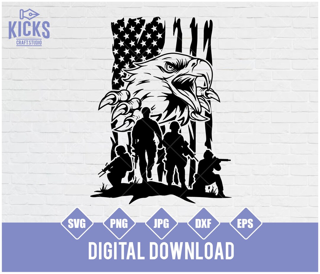 US Patriotic Eagle Soldier Svg, Military Eagle Svg, American Eagle Svg ...