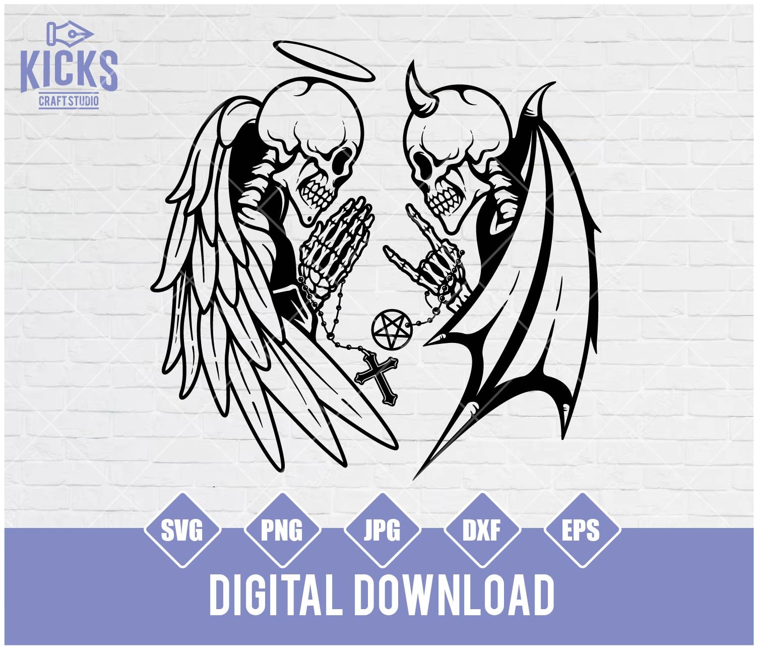 Angel Devil Skull SVG: Good and Bad Clipart (digital Download) - Etsy