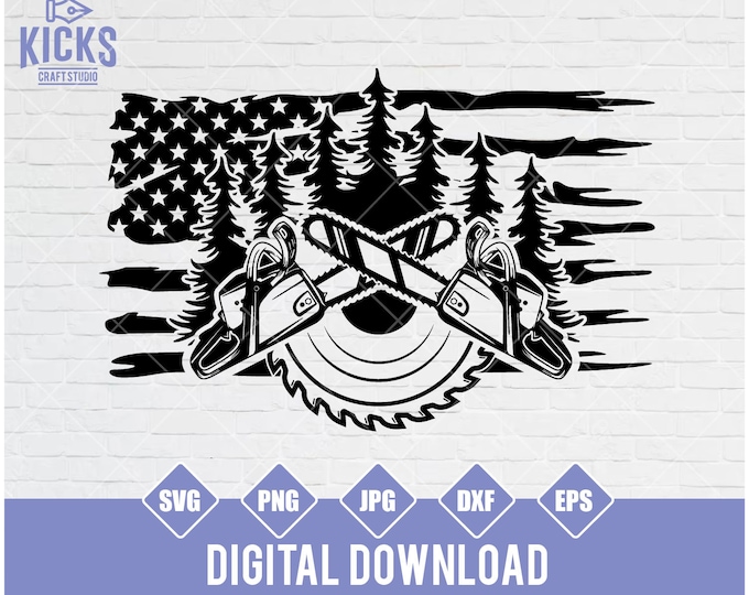 Chainsaw Scene Svg | Trees Clipart | Forest Cutter Cut File | Logger ...