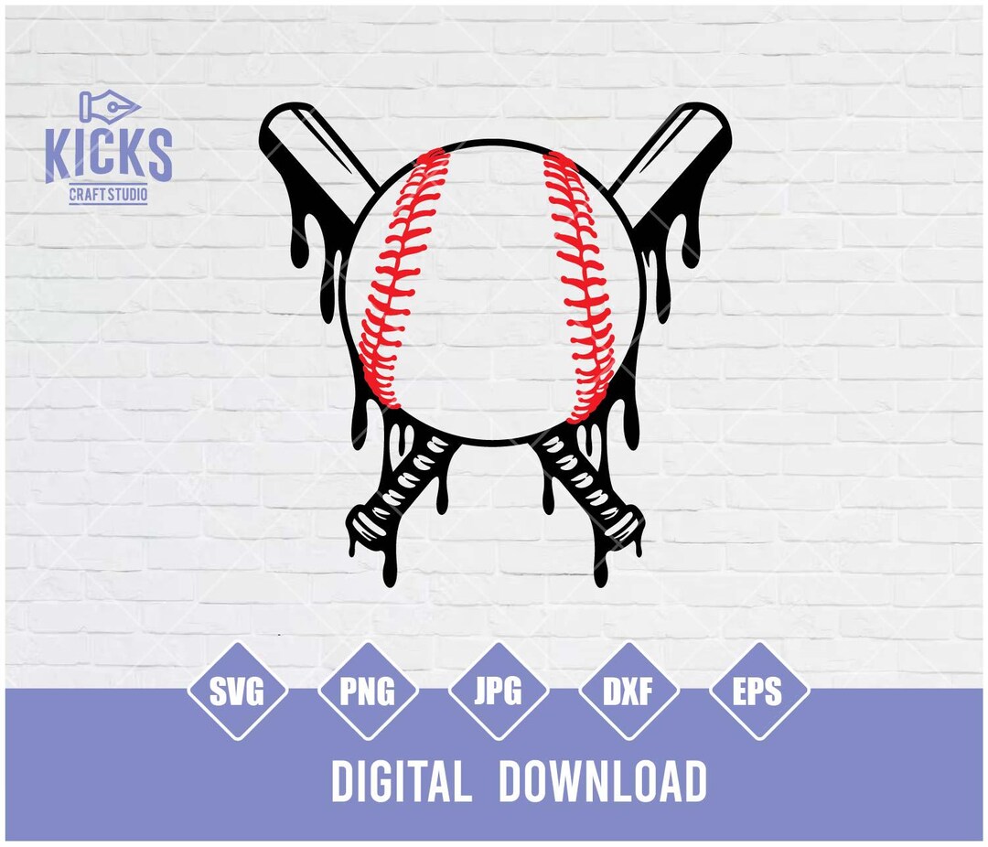Ice Cream Drip Baseball Bat SVG: T-shirt Design (digital Files) - Etsy