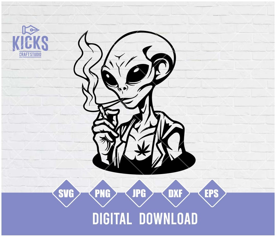 Alien Smoking Joint Svg, Alien Fuck You Svg, Alien Clipart, Alien ...