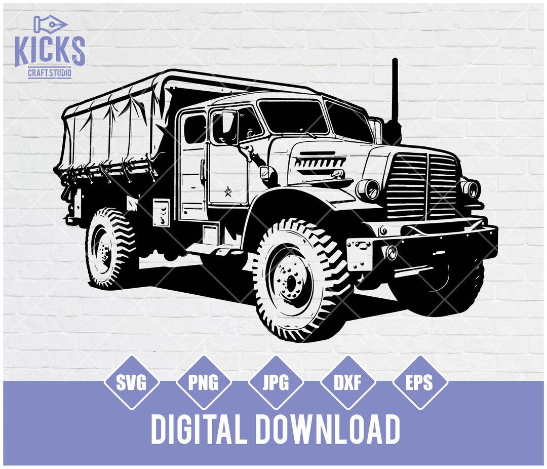 REO Army Truck Vector SVG: Military Vehicle Clipart (digital Download ...