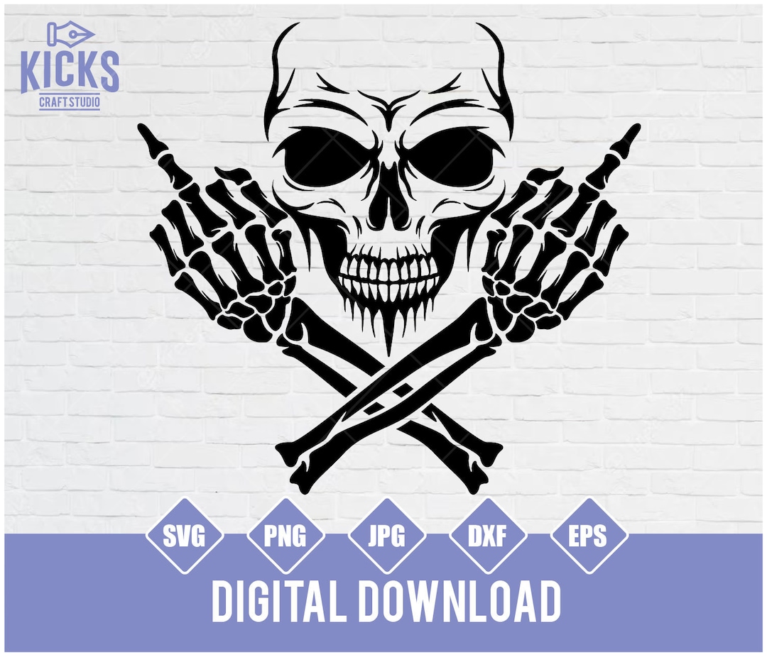 Skull Middle Finger Svg, Skull Clipart, Skull Svg, Skeleton Svg, Skull ...