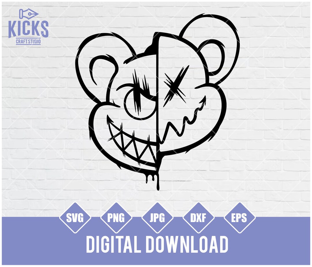 Two-faced Teddy Svg, Creepy Teddy Svg, Stitched Teddy Svg, Ripped Teddy ...