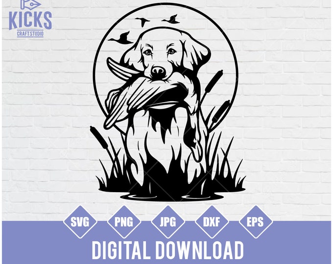 Hunting Dog SVG Bundle | Labrador Retriever With Duck PNG | Waterfowl ...
