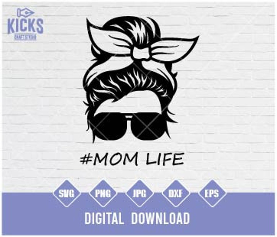 Momlife Png Svg, Messy Bun Hair svg png, Layered Mom Skull Svg Png, Mom ...