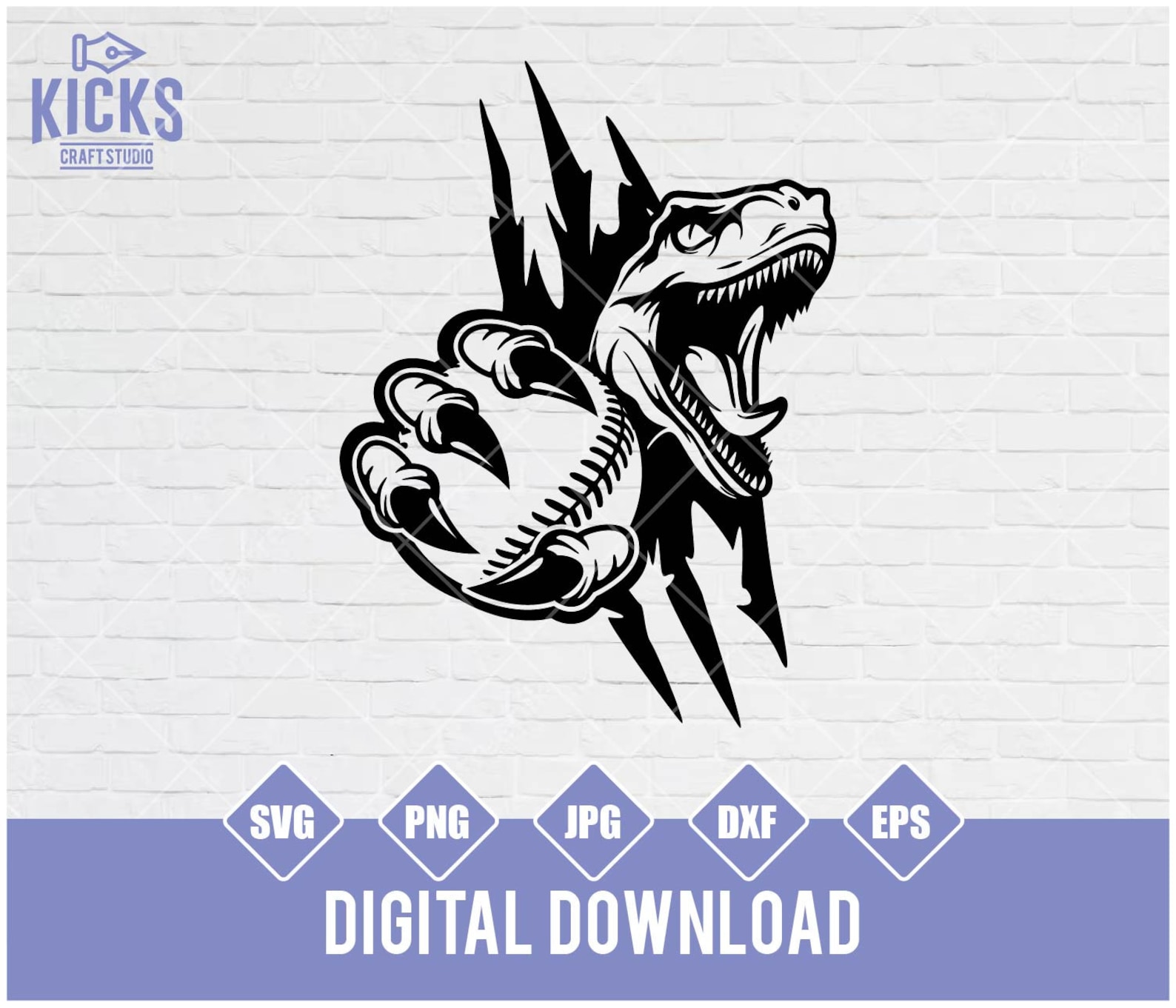 Raptor Baseball Scratch SVG: Dinosaur Sport Design (digital Download ...