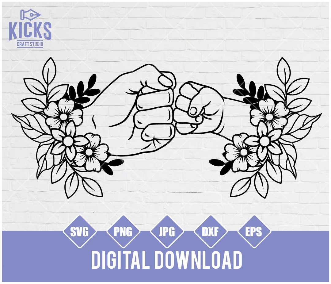 Mother & Baby Fist Bump SVG Clipart: Floral Design (digital Download ...