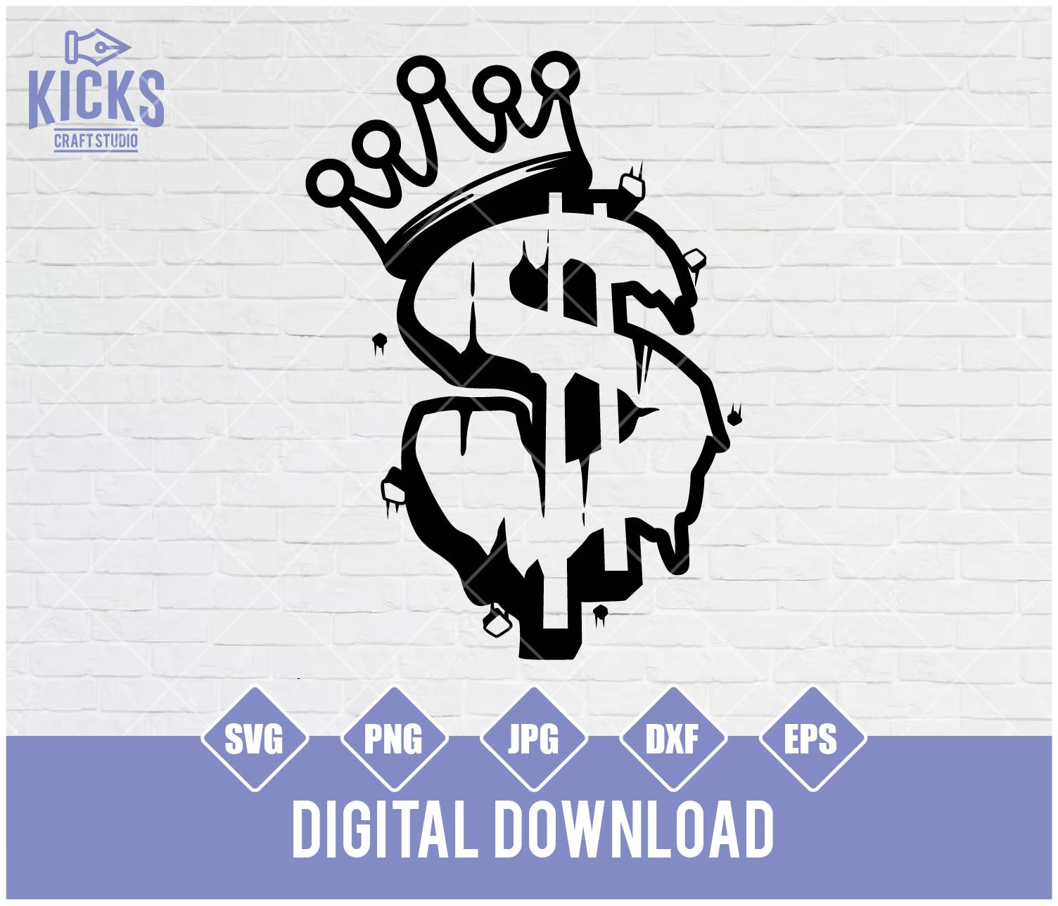 Dollar King Svg | Dripping USD Crown Clipart | Rich Kids Stencil | Cool ...