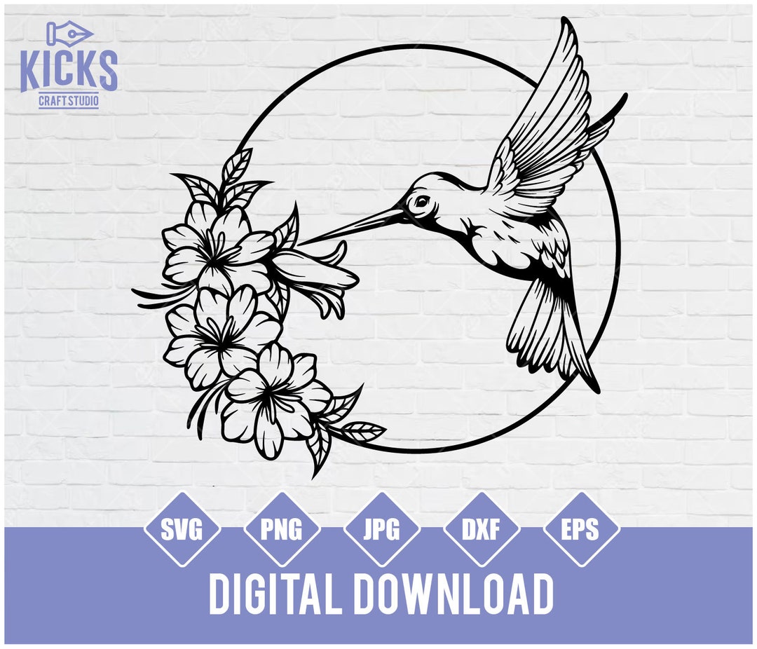 Hummingbird Svg, Hummingbird Floral Wreath Svg, Flower Humming Bird Svg ...