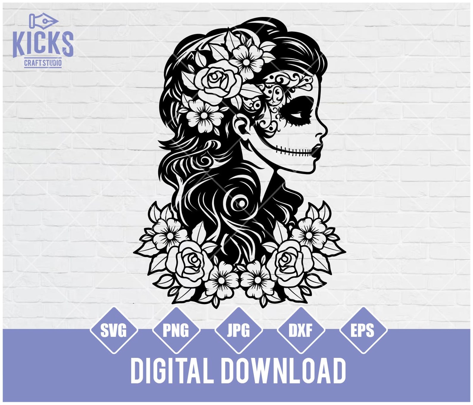 Floral Sugar Skull SVG: La Muerta Catrina Cut File (digital Download ...