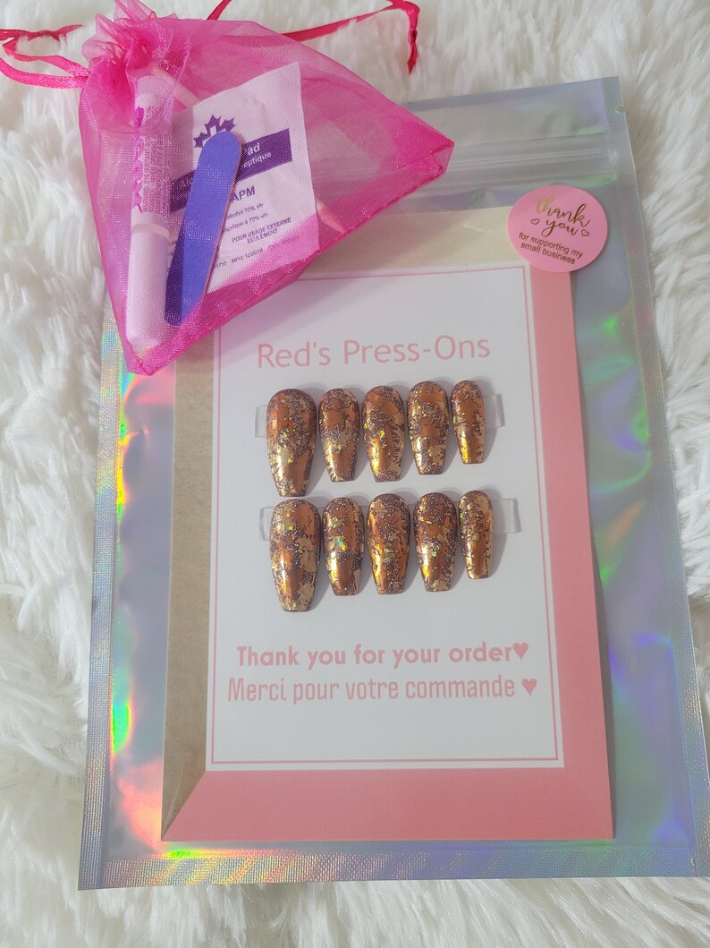 Fall Autumn Presson Nails, Copper Presson Nails - Etsy