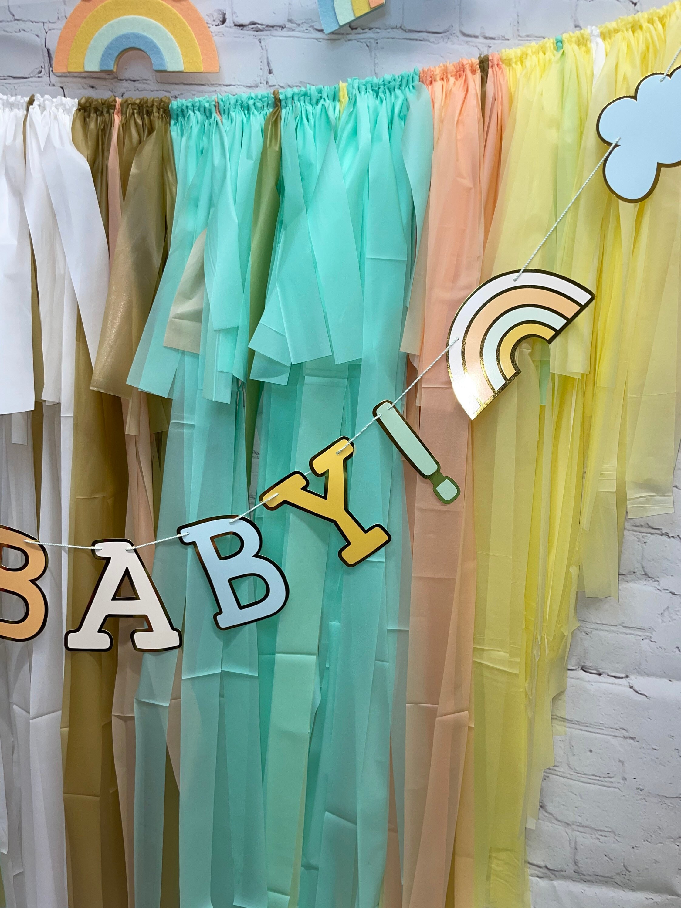 Oh Baby Backdrop, Baby Shower Backdrop, Neutral Backdrop, Rainbow ...