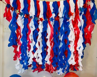 Red White and Blue Fringe Backdrop - Etsy