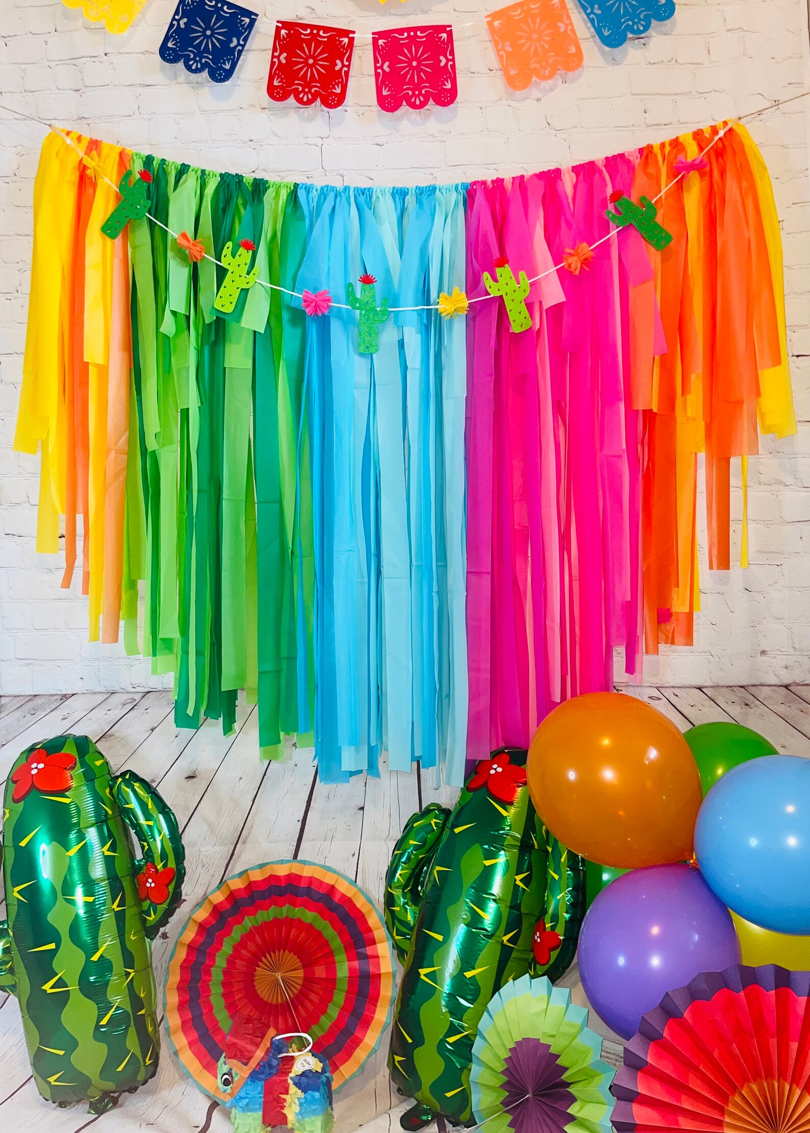 Fiesta Backdrop Streamer Backdrop Plastic Tablecloth | Etsy