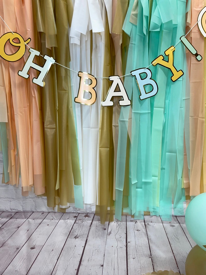 Oh Baby Backdrop, Baby Shower Backdrop, Neutral Backdrop, Rainbow ...