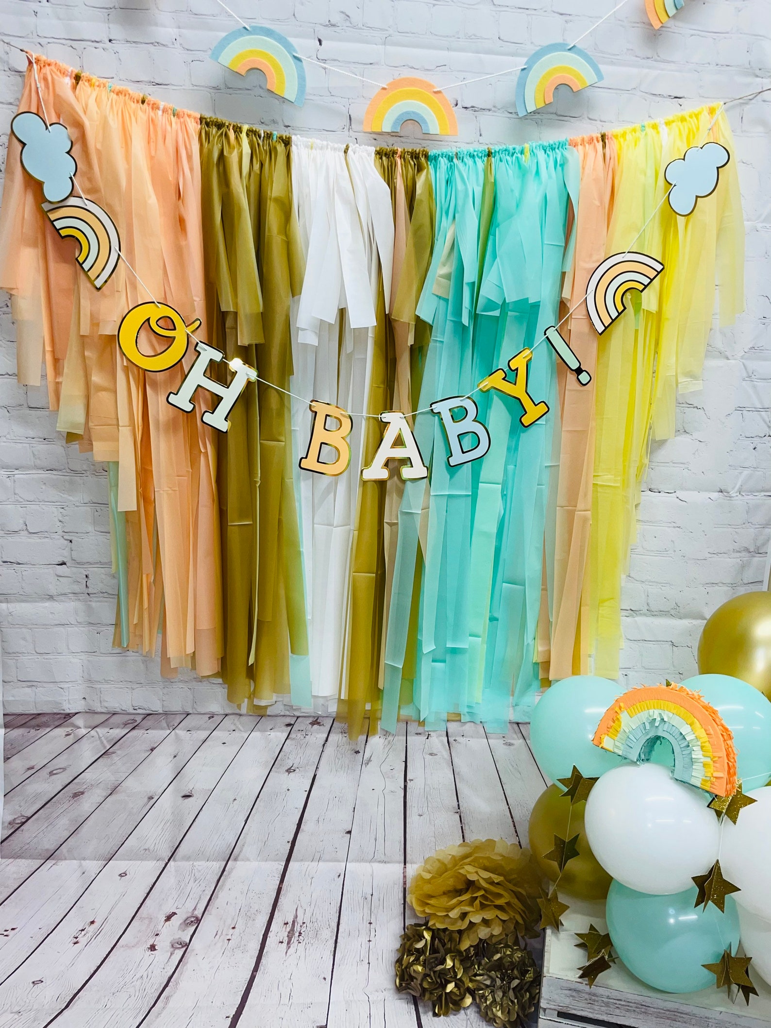 Oh Baby Backdrop Baby Shower Backdrop Neutral Backdrop | Etsy