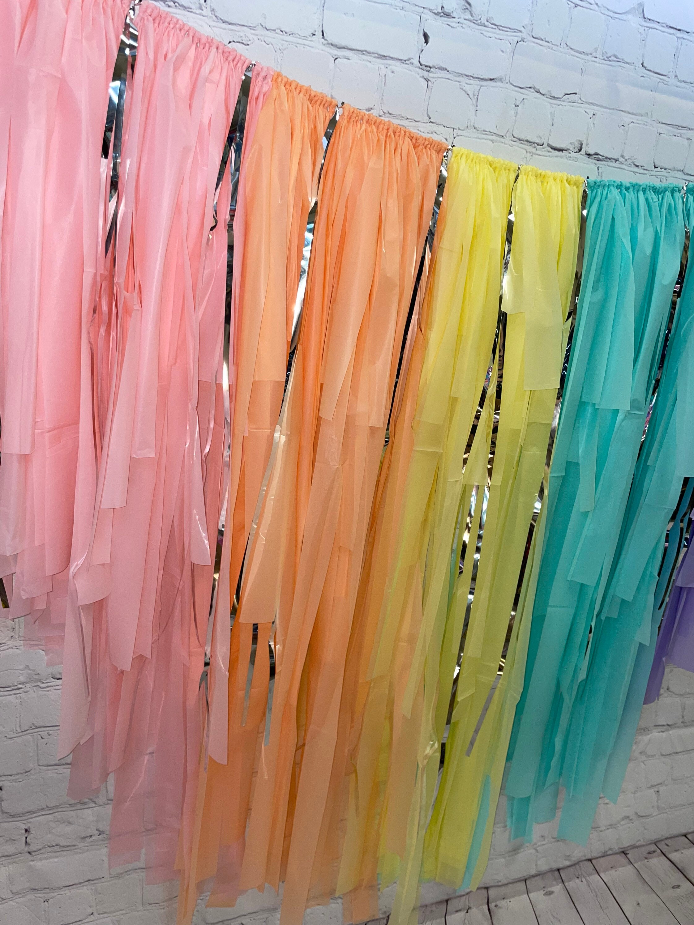 Pastel Rainbow Backdrop Plastic Tablecloth Fringe Backdrop | Etsy