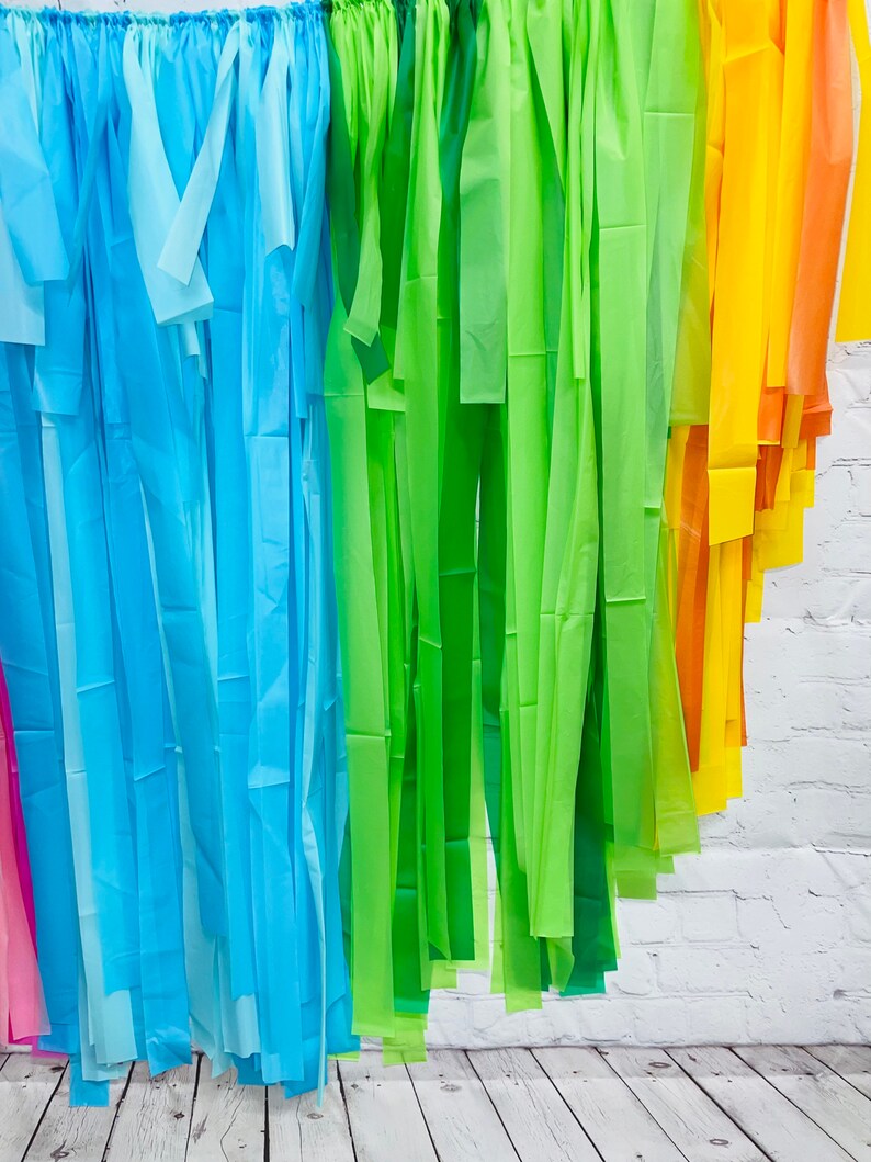 Fiesta Backdrop, Streamer Backdrop, Plastic Tablecloth Backdrop, Fringe ...