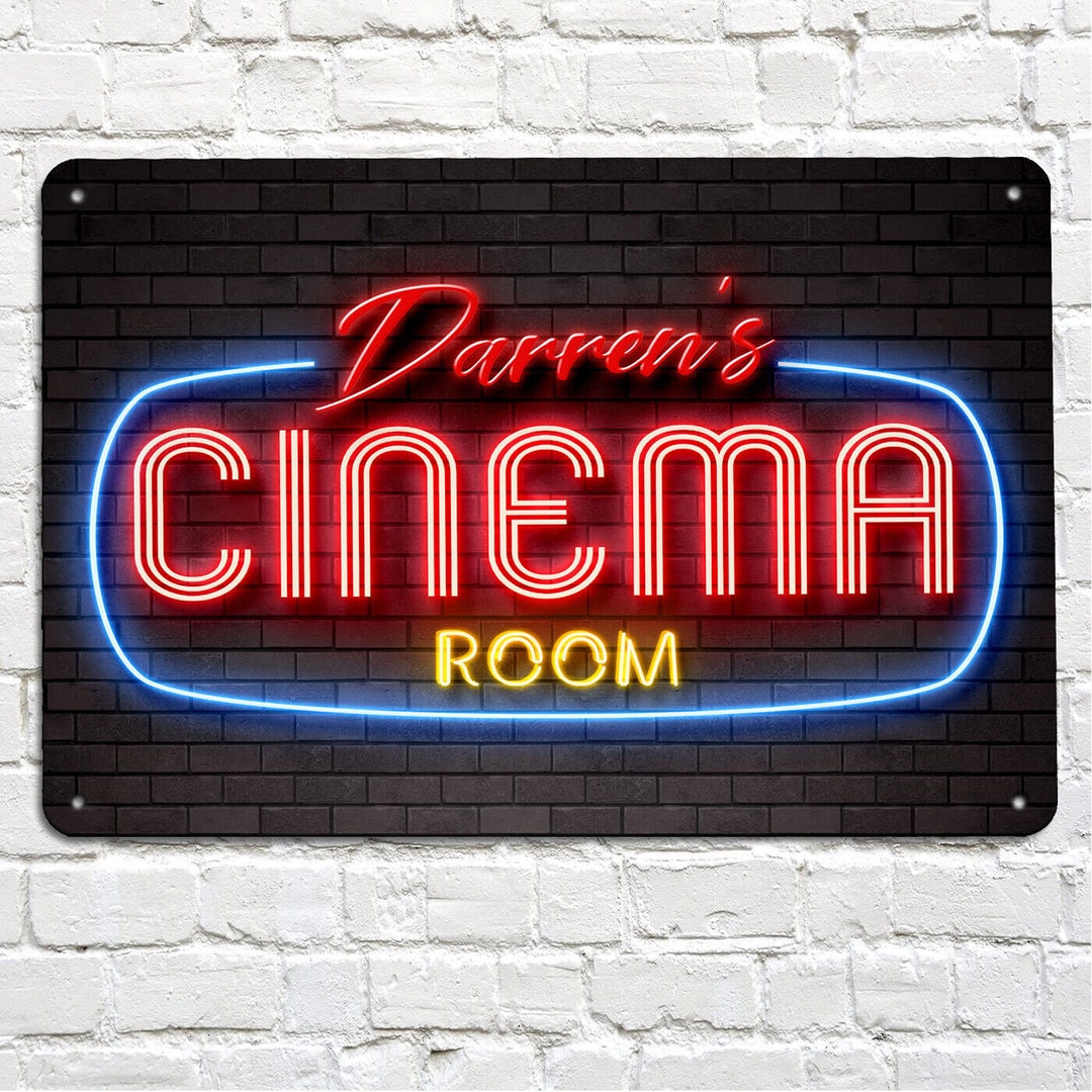 Personalised Home Cinema Sign - Movie Room - Metal A4 Sign Plaque Wall ...
