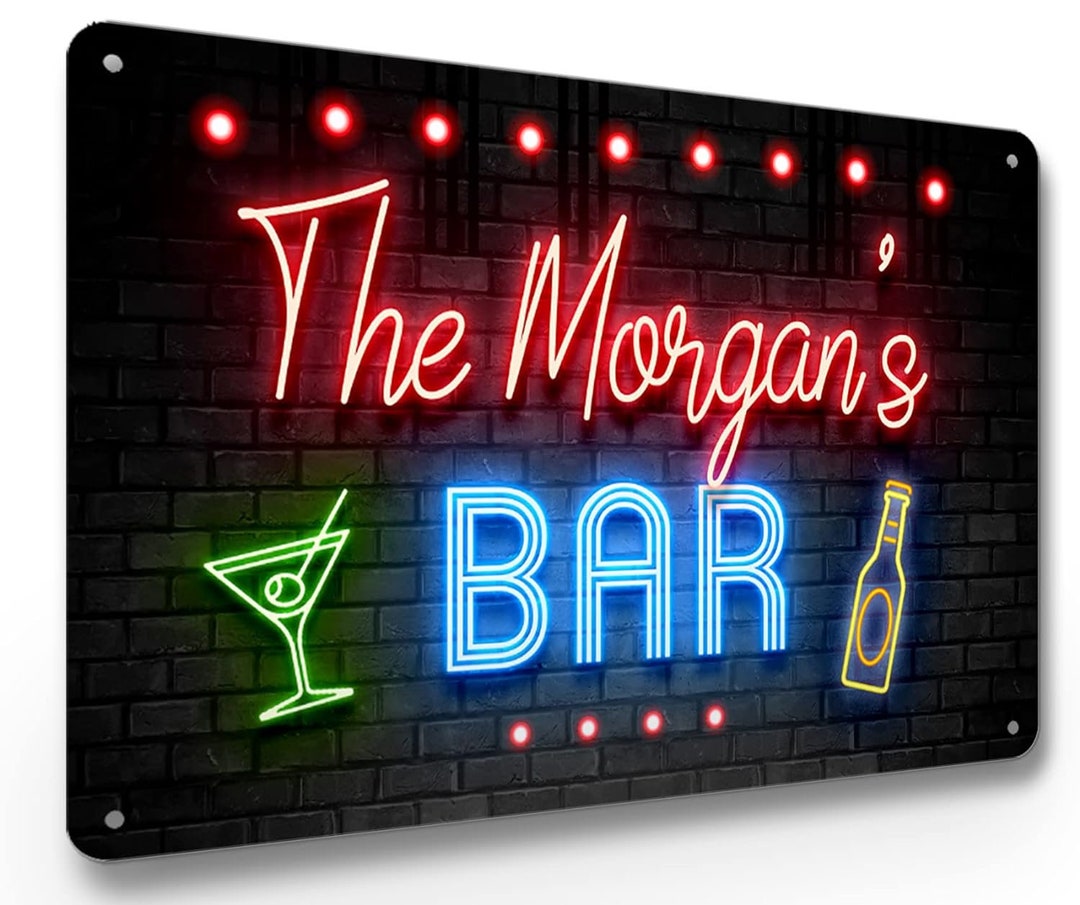 Personalised Bar Sign - Effect Printed Metal Sign A4 Home Bar Gin ...