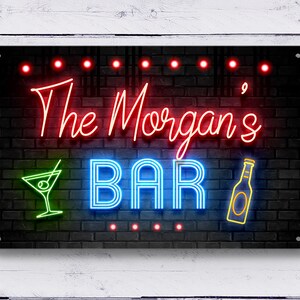 Personalised Bar Sign - Effect Printed Metal Sign A4 Home Bar Gin ...