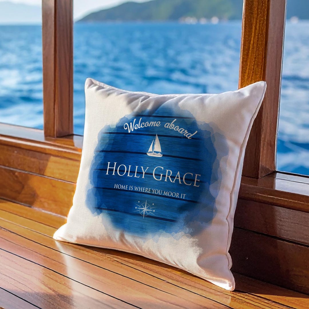 Personalised Sailing Boat Cushion Cover | Nautical Linen Pillow With ...