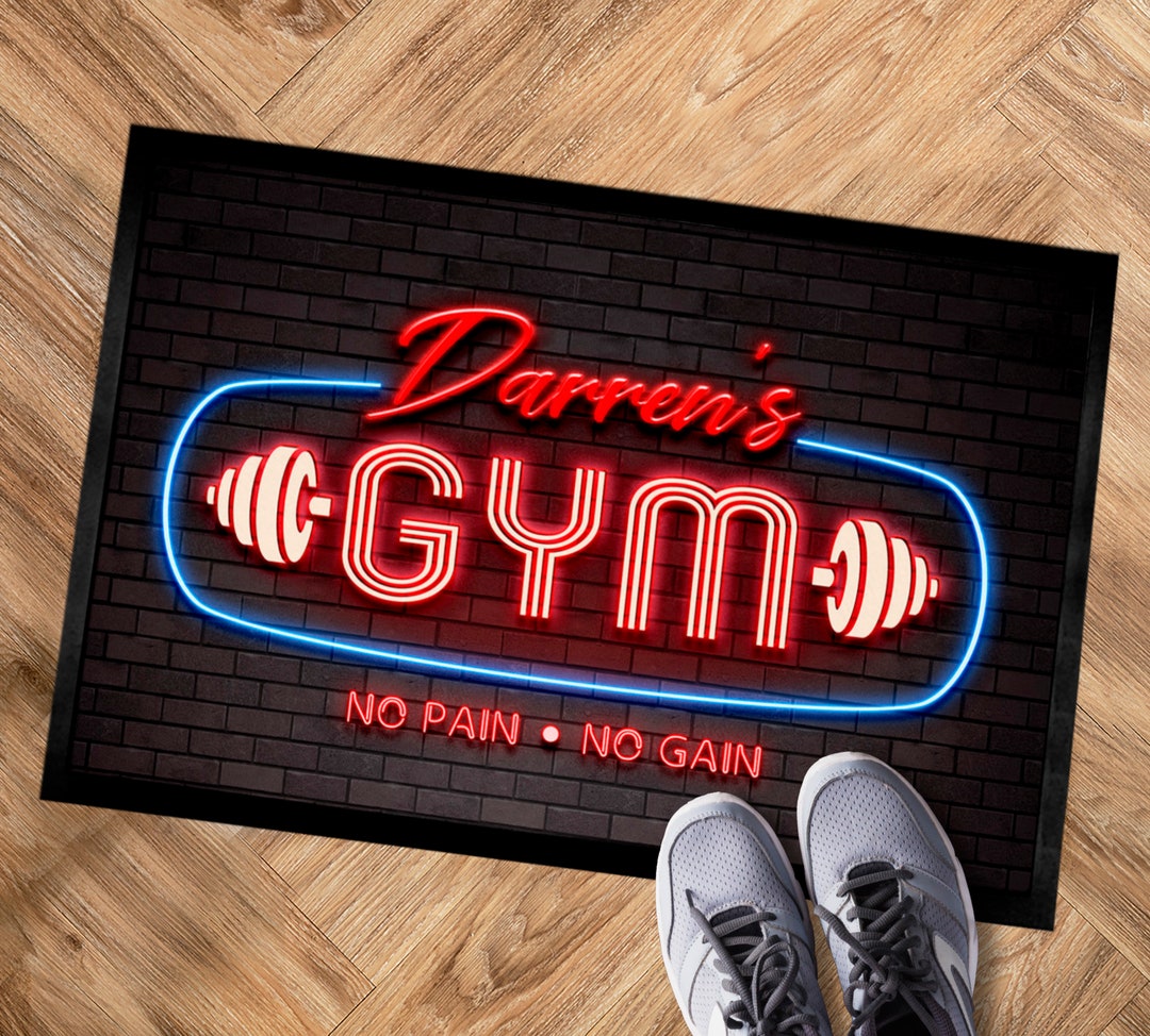 Personalised Home Gym Door Mat, 3 Sizes Non Slip Floor Mat, Gym ...