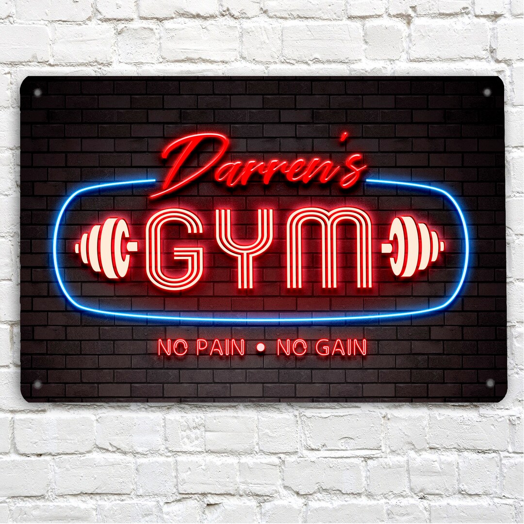 Personalised Gym Sign - Neon Effect Home Gym A4 Metal Sign - Etsy