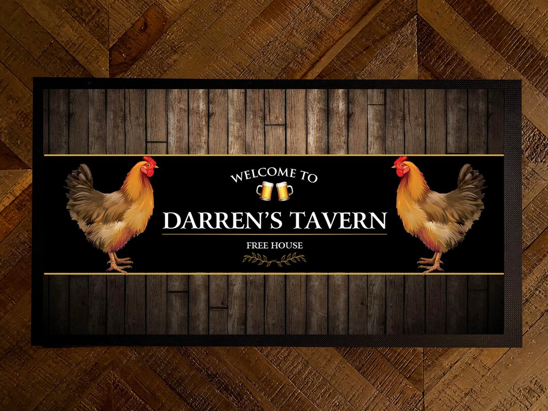 Personalised Bar Runner - Cockerel Pub Beer Bar Runner Mat, Home Bar ...