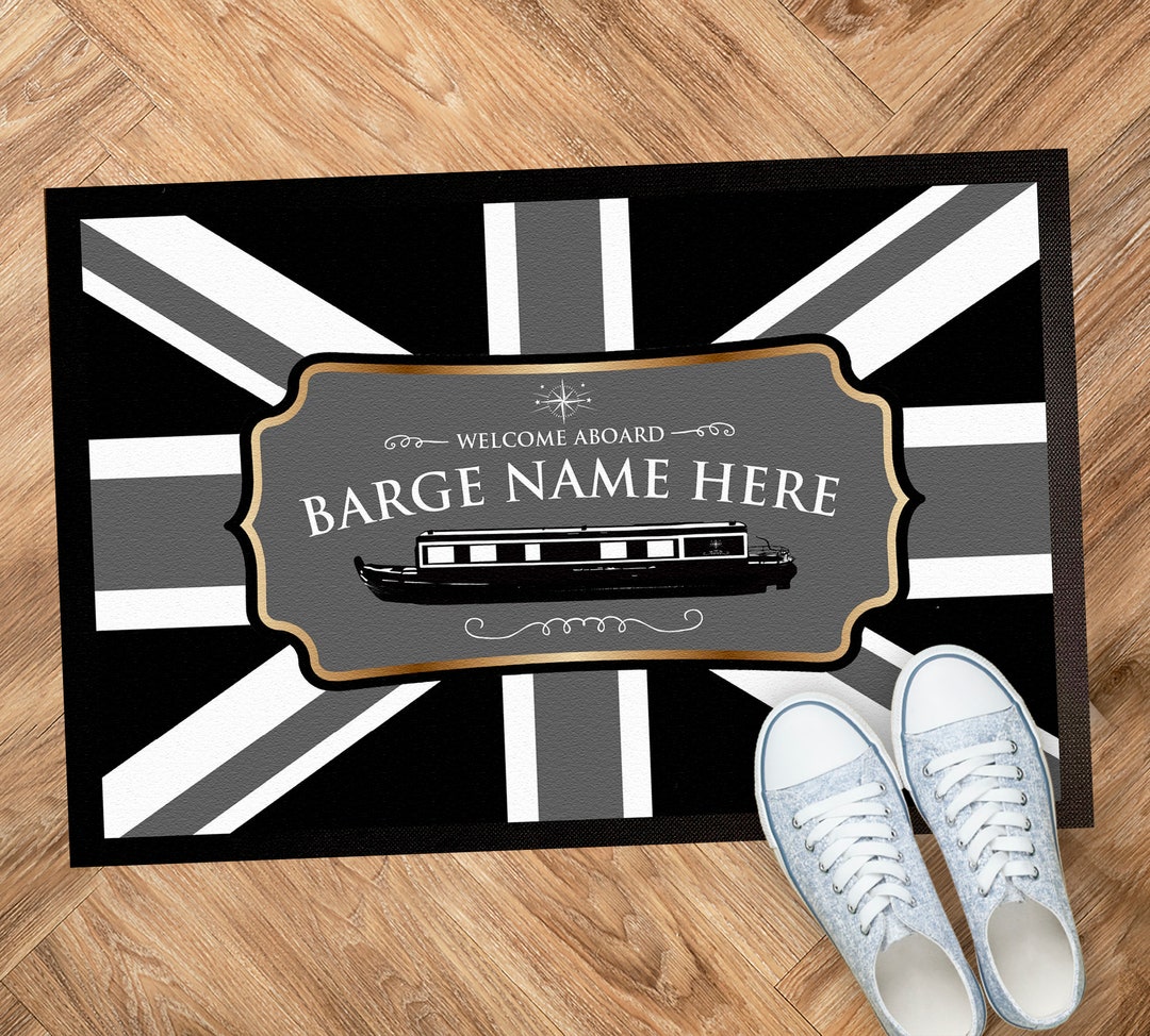 Personalised Narrow Boat/barge Door Mat 60 X 40cm, Non Slip Base Mat ...