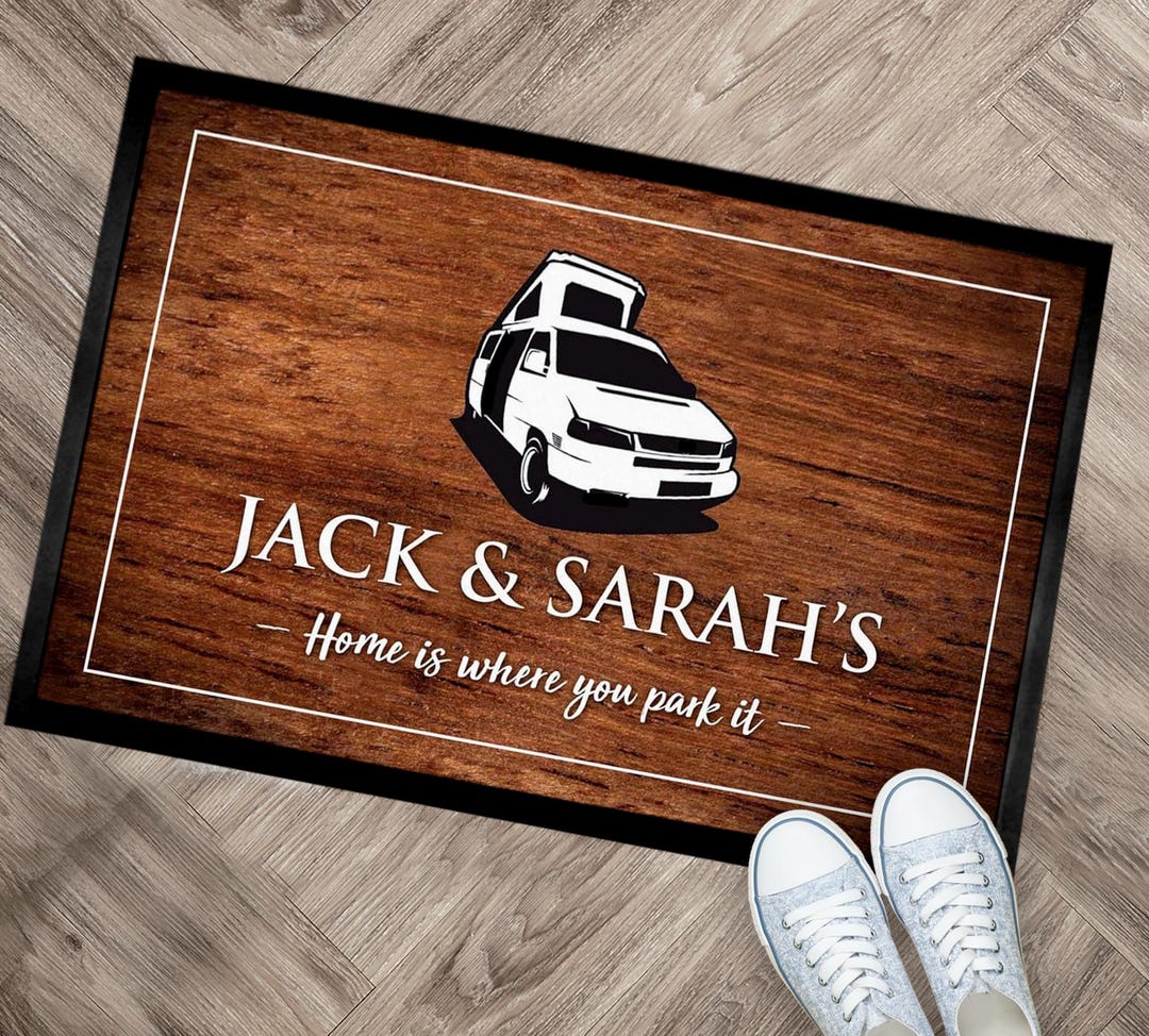 Personalised Campervan Door Mat - Wood Effect Floor Mat Mortorhome 60 X ...