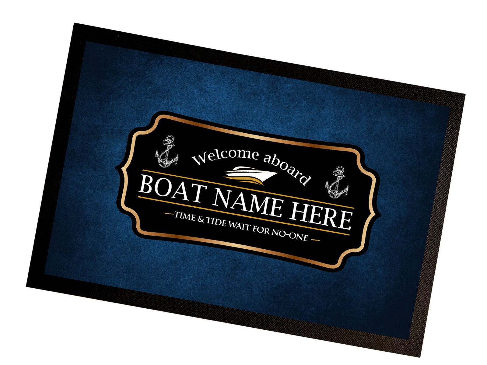 Personalised Boat Mat - Blue Grunge - Sailing Boat - Narrow Boat ...