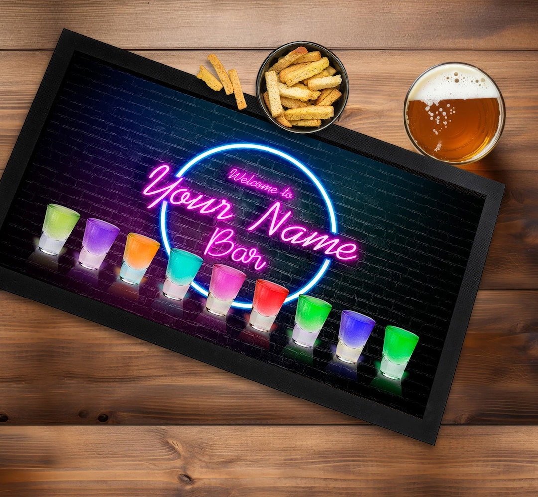 Personalised Bar Mat Cocktail Shots Bar Runner Mat, Custom Bar Runner ...