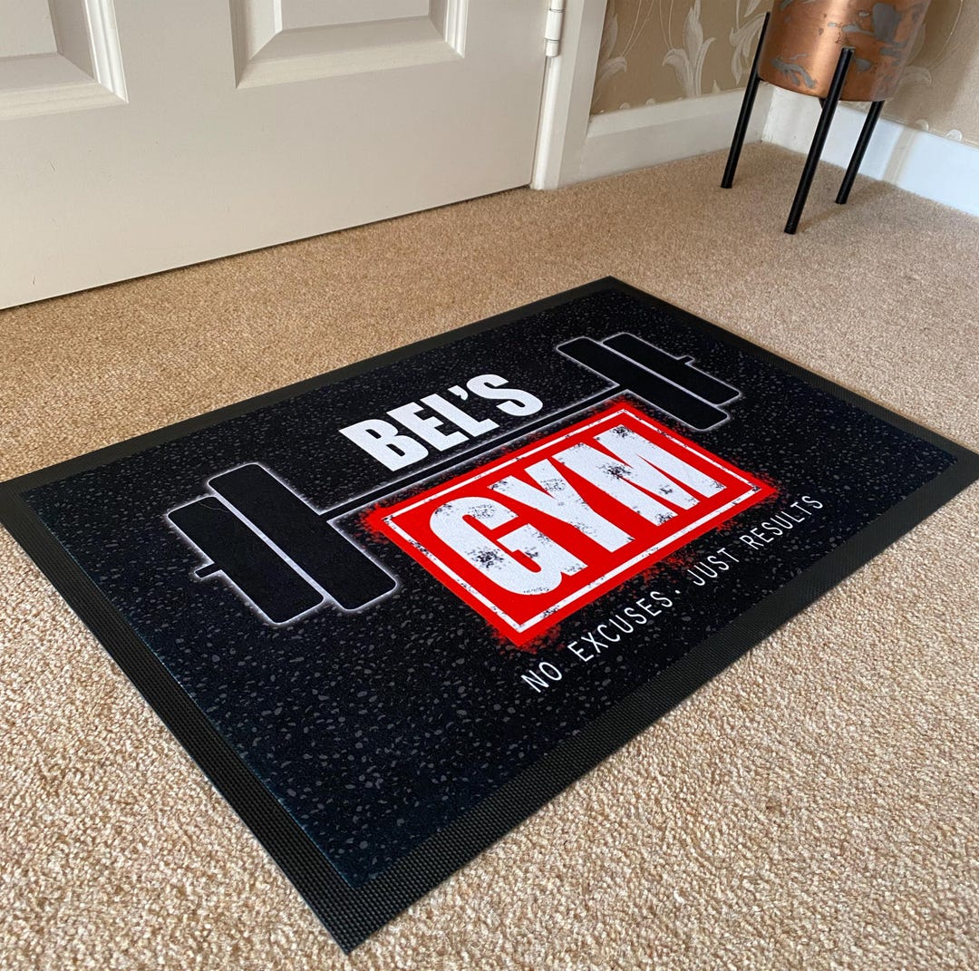 Personalised Gym Door Mat | 2 Sizes | Non Slip Base Mat, Home Gym ...