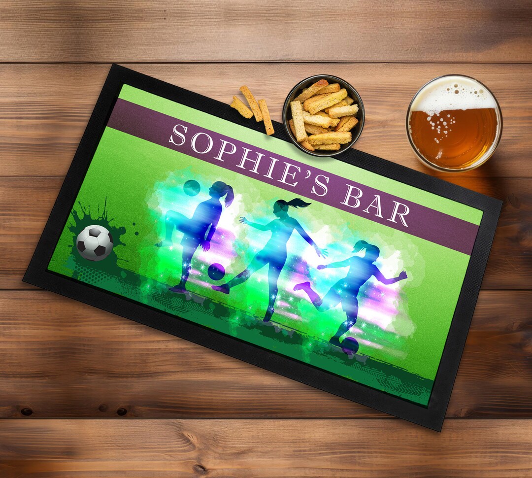 Personalised Bar Mat | Womens Football | England Football Bar Runner ...